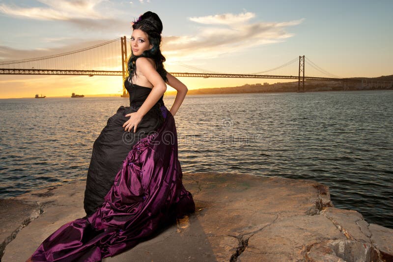 Woman on pontoon stock photo. Image of glamour, beauty - 23722194