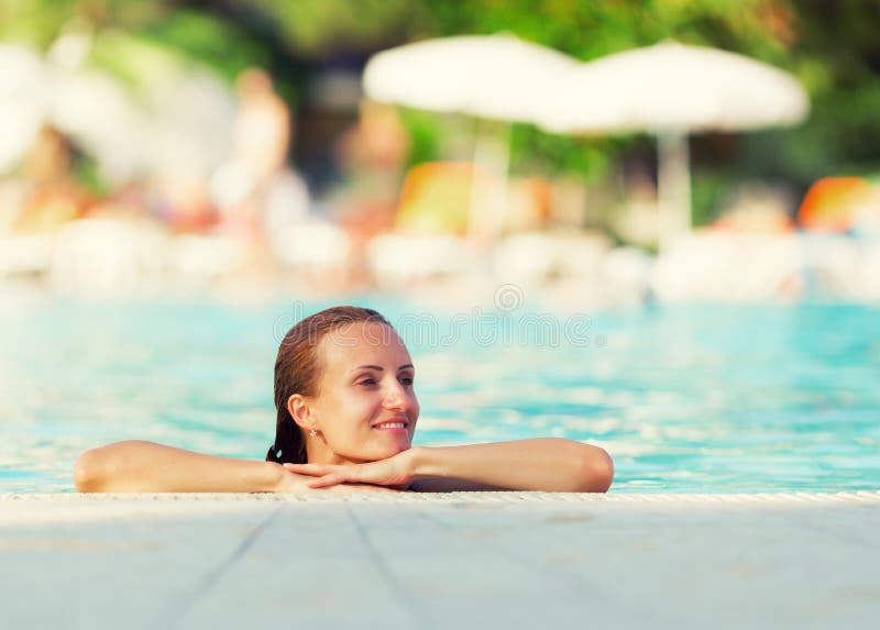 Woman in a swimming pool stock photo. Image of body, people - 6922344