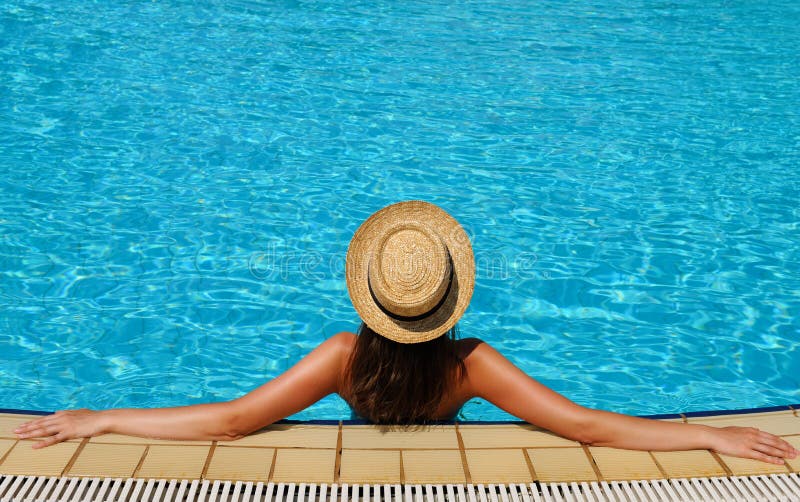Woman at poolside stock photo. Image of blue, people - 29028062