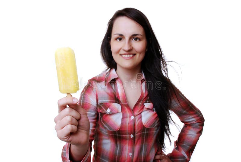 Woman with popsicle stock image. Image of caucasian, popsicle - 19648855