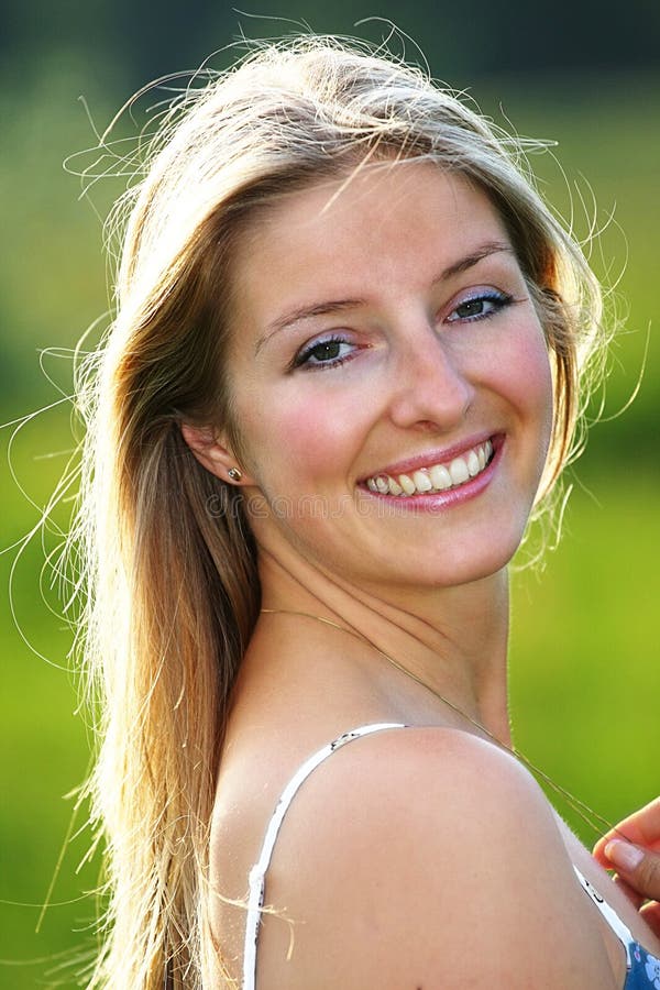 Woman portait in grass stock photo. Image of freedom - 13694960