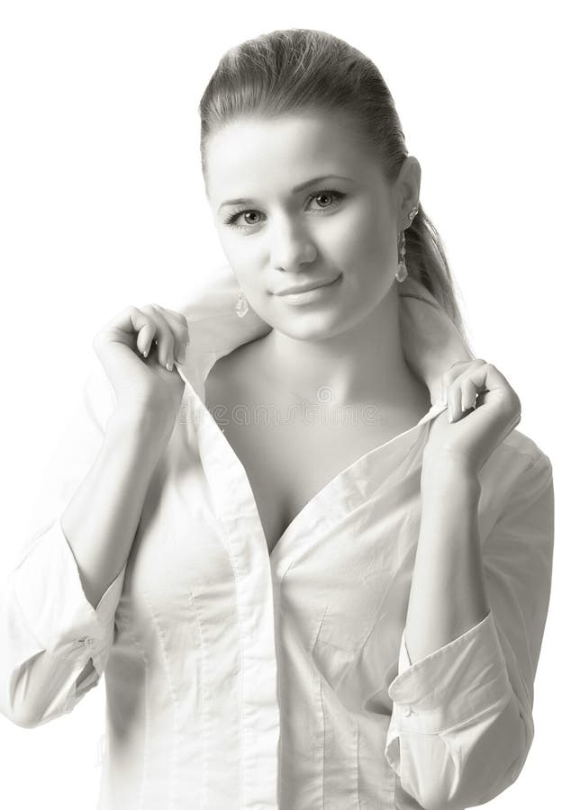 Glamor Woman Dark Face Portrait Beautiful Female Isolated On Black