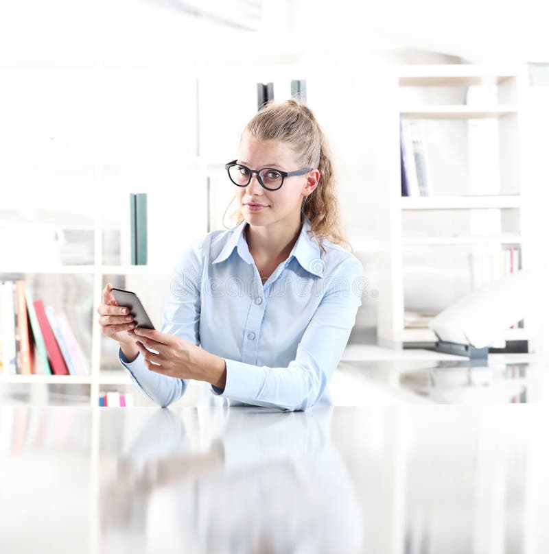 Woman Portrait with Cell Phone in Hand Stock Photo - Image of cellphone ...