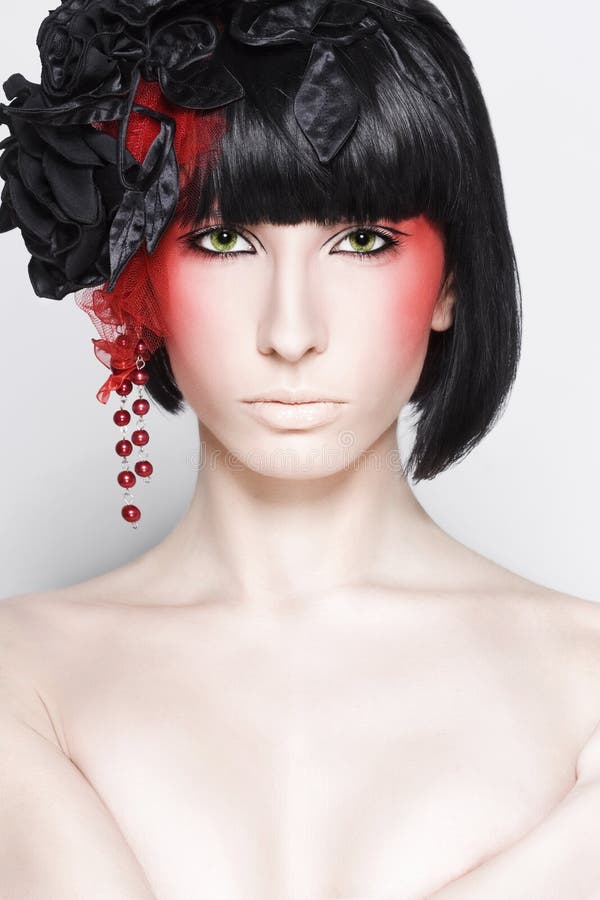 Portrait with an Original Colour Make-up Stock Image - Image of black ...