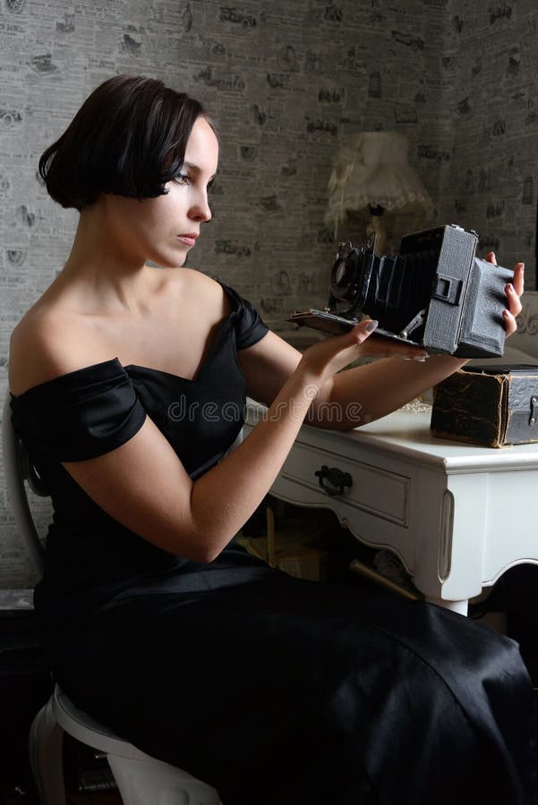 Woman Portrait in Retro Style Stock Photo - Image of antique, model ...