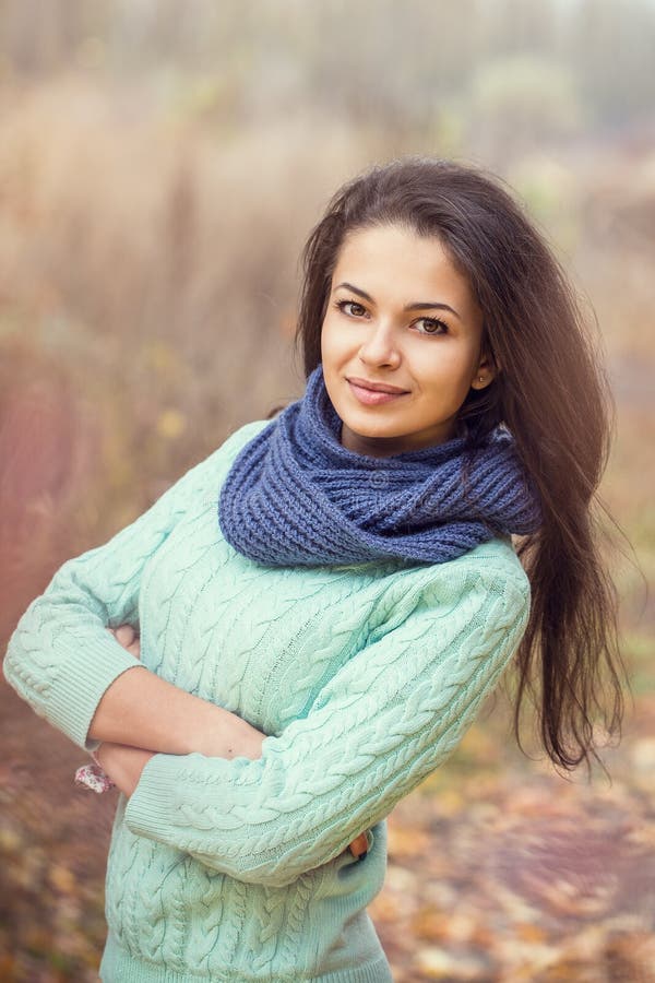 Woman portrait scarf cold stock photo. Image of isolated - 48394176