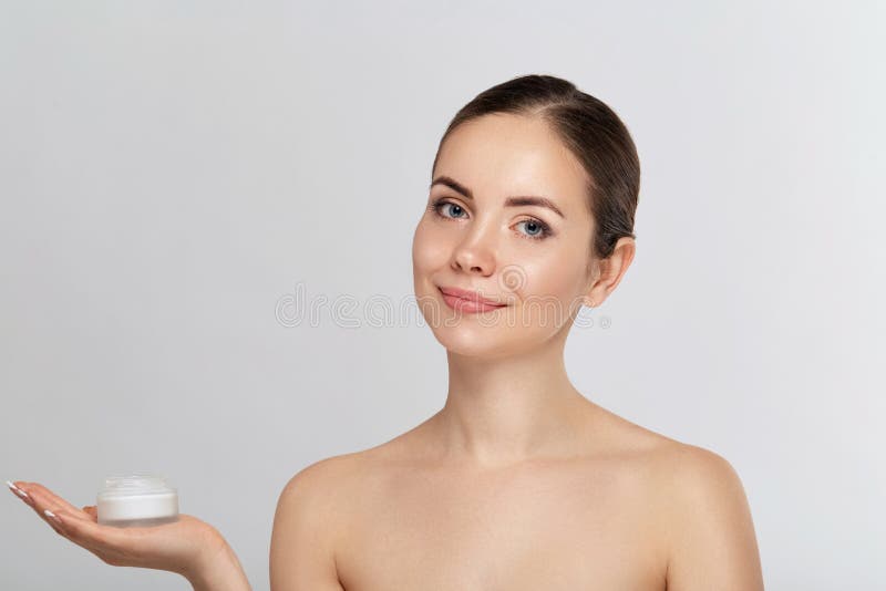 Woman Portrait Skin Care Concept Beautiful Skin And Hands Holdinging