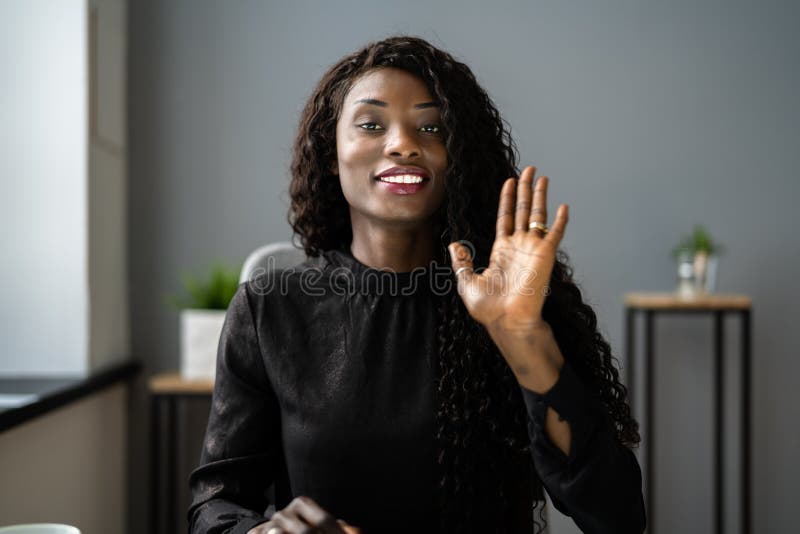 Woman Portrait Waving Hello Stock Photo - Image of happy, happiness ...