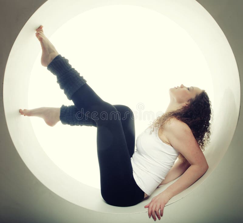 Woman posing in a circle stock photo. Image of beautiful - 128025068