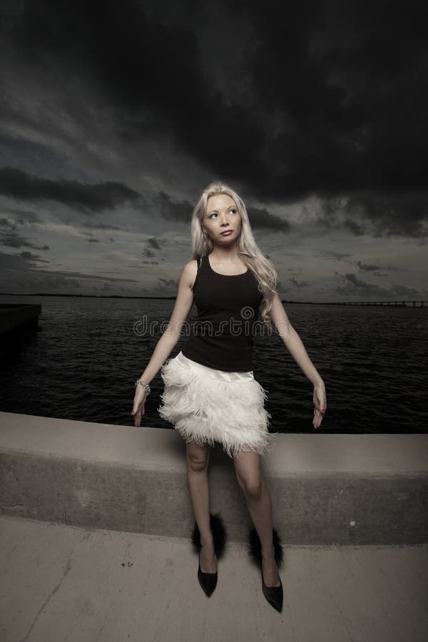 Woman Posing Outside during Dusk Stock Photo - Image of single, gloomy ...