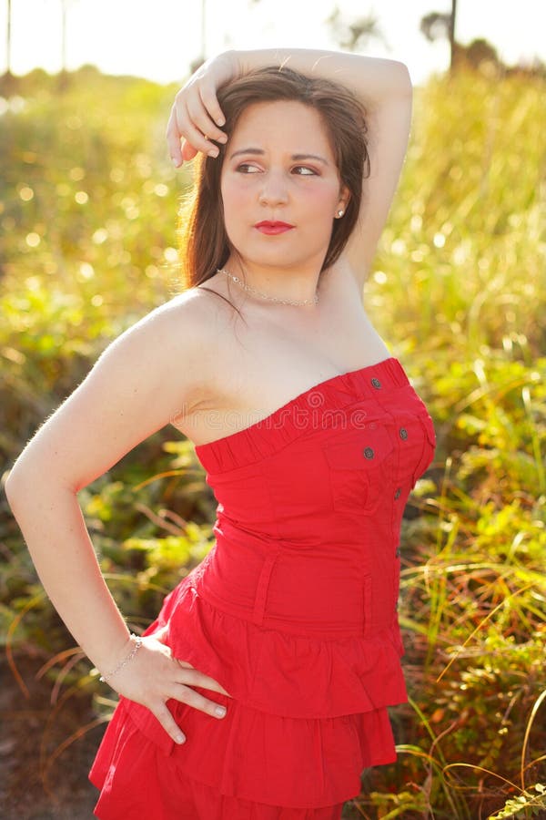 Woman Posing in a Red Dress Stock Image - Image of adult, young: 24532961
