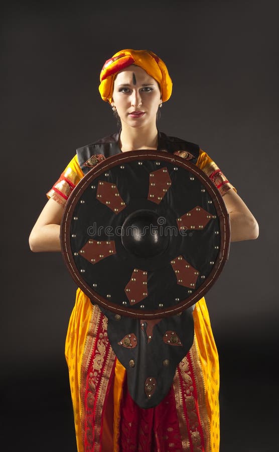 Woman Posing with Shield - Arabia Theme Stock Image - Image of period ...