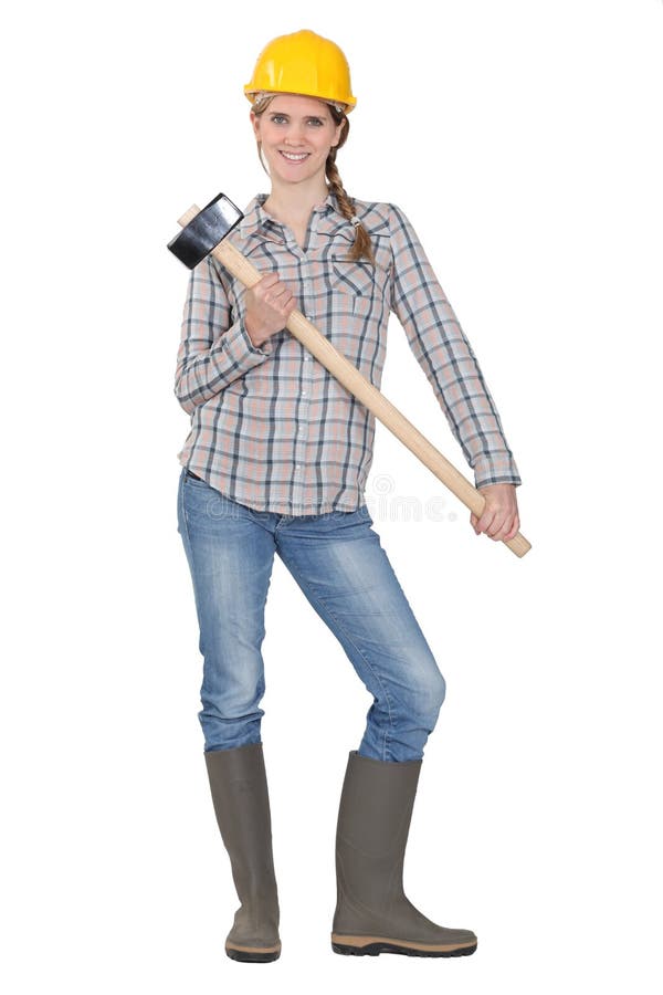 Man holding sledge-hammer stock photo. Image of striker - 31528084
