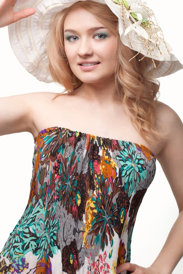 Woman Posing Wearing Sundress Stock Photo - Image of lovely, feminine ...
