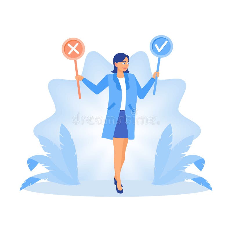 A Woman with Positive or Negative Feedback Stock Vector - Illustration ...