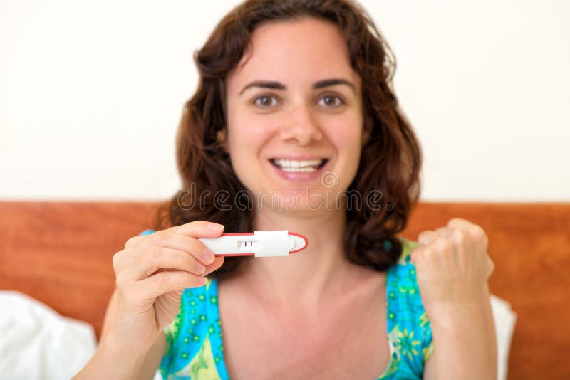 Woman with Positive Pregnancy Test Stock Image - Image of fertility ...