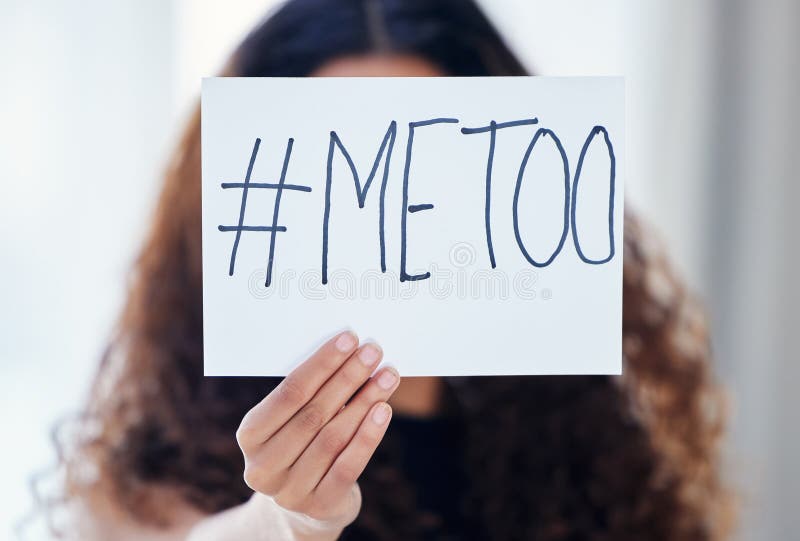 Woman Poster And Hashtag Me Too With Protest In Office For Equality