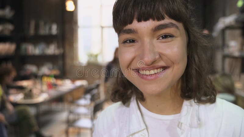 The Woman in the Pottery Workshop Poses for the Camera Stock Video ...