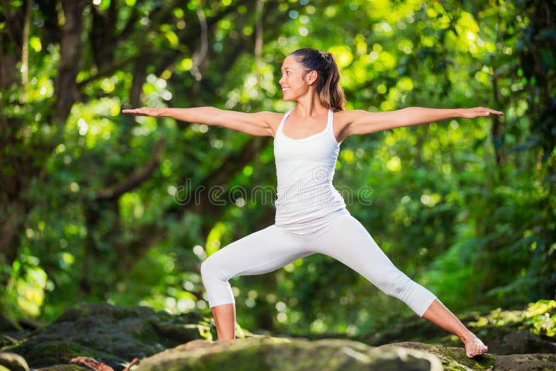 Woman Practacing Yoga in Nature Stock Image - Image of human, solitude ...