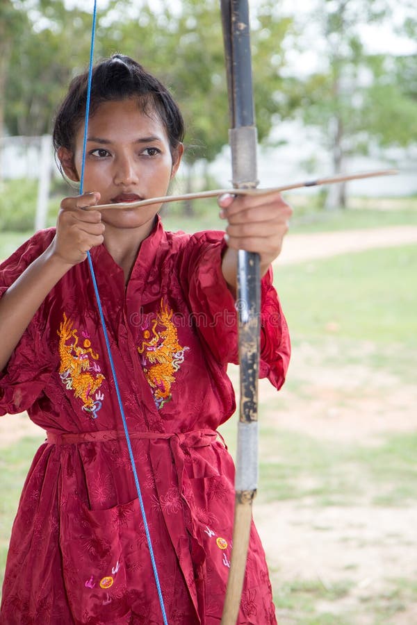 Woman practicing archery stock image. Image of park, asian - 44102499