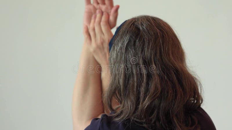 Woman Practicing Eagle Pose and Hand Rotation Stock Video - Video of ...