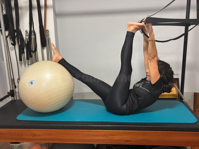 Pilates Stability Ball Exercise Stock Image - Image of pilates ...