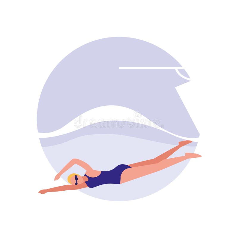Swimming Woman - Modern Colorful Vector Cartoon Character Illustration ...