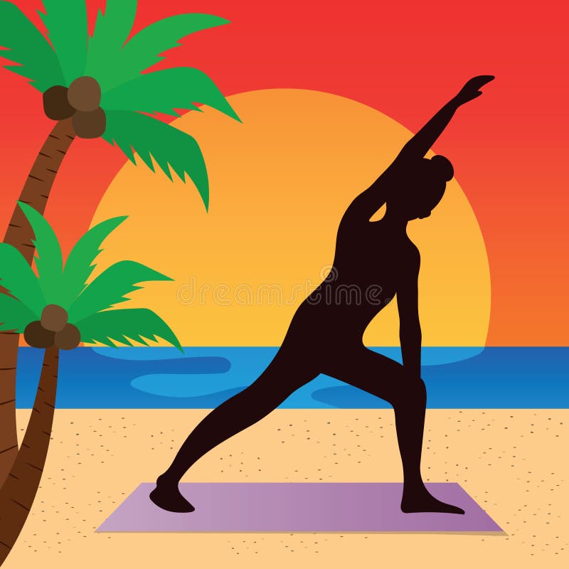 Woman Practicing Yoga in Extended Side Angle Pose. Vector Illustration ...