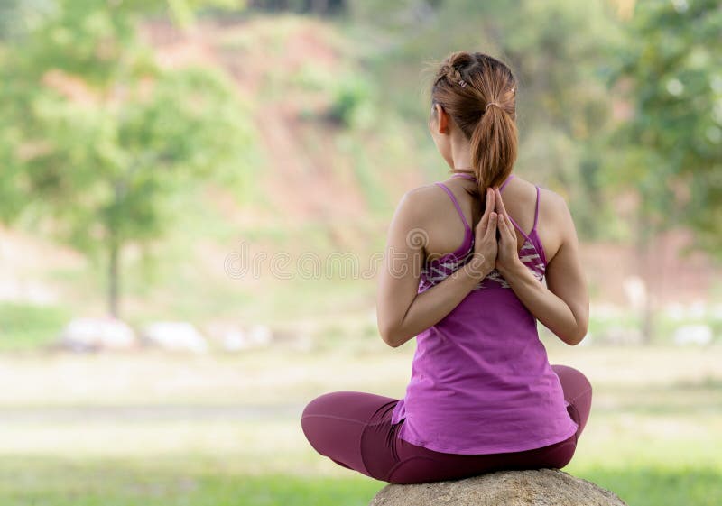 Young Woman Doing Yoga Exercises Outdoors Stock Image Image Of Muscle