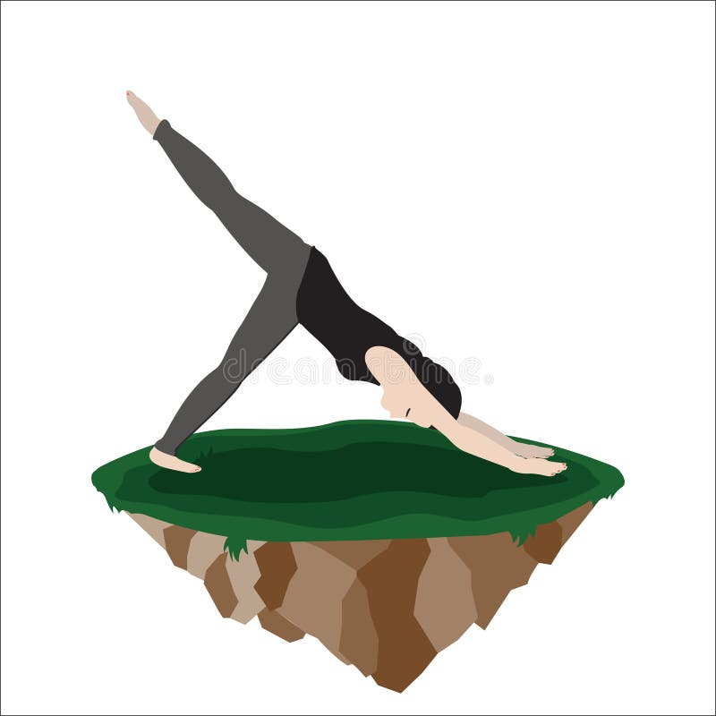 Yoga Intense Side Stretch Pose Cartoon Vector Illustration Monochrome ...