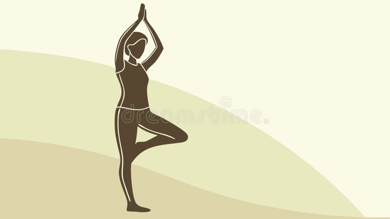 Woman Practicing Yoga Tree Pose Vector Illustration, Vector Design ...