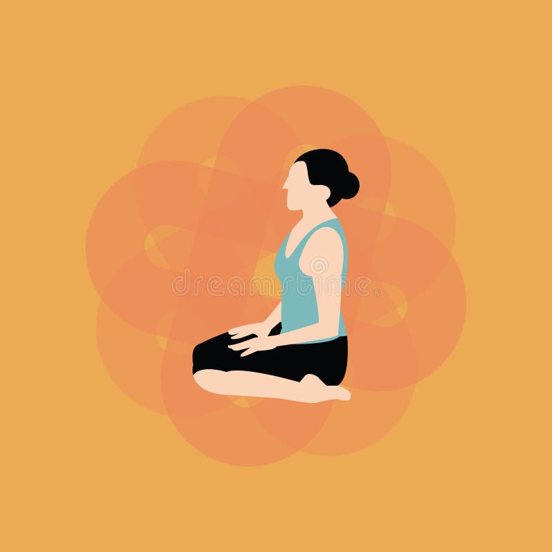 Woman Practising Yoga in Thunderbolt Pose. Vector Illustration ...