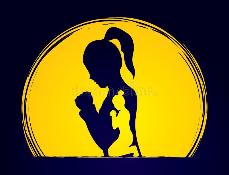Woman Prayer Shadow Graphic Stock Vector - Illustration of female ...