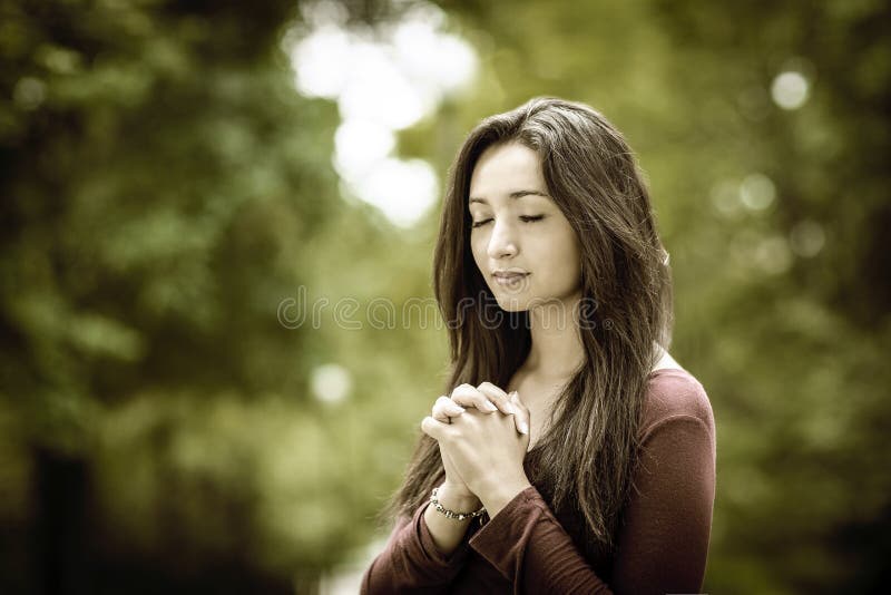 Woman praying outdoors stock photo. Image of gospel, jesus - 86981358