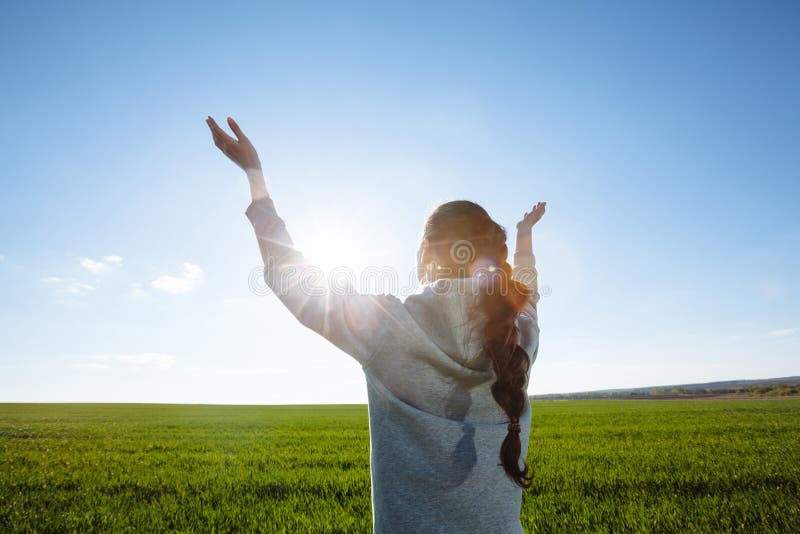 Man Praying Outside Along a Pathway. Stock Photo - Image of pray ...