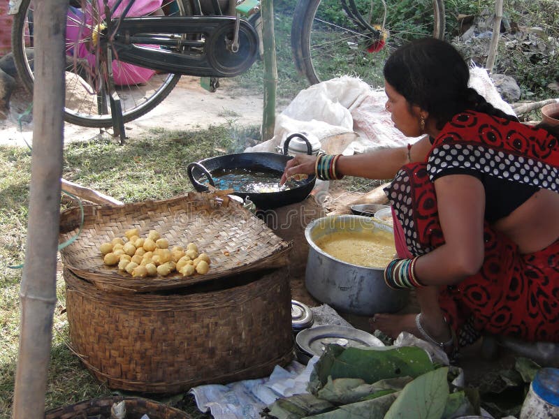 Woman Prepares Fried Food for Snacks Editorial Stock Photo - Image of ...