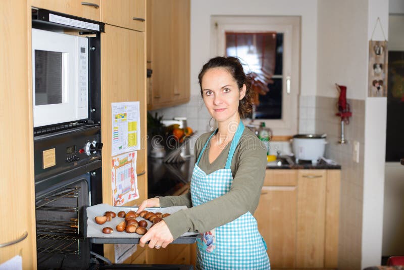 Woman Preparing Chestnuts for Roasting Stock Photo - Image of preparing ...