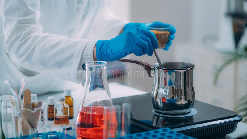 Woman Preparing Cosmetic Beauty Cream in Lab Stock Image - Image of ...