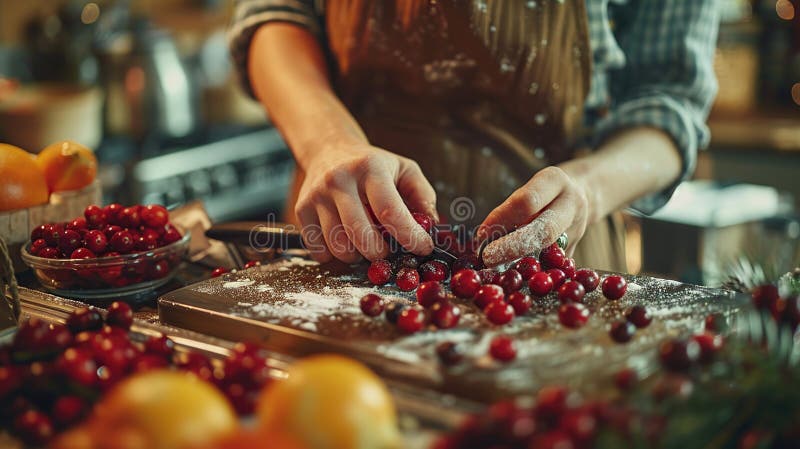 Woman Preparing Cranberries for Baking Stock Illustration ...