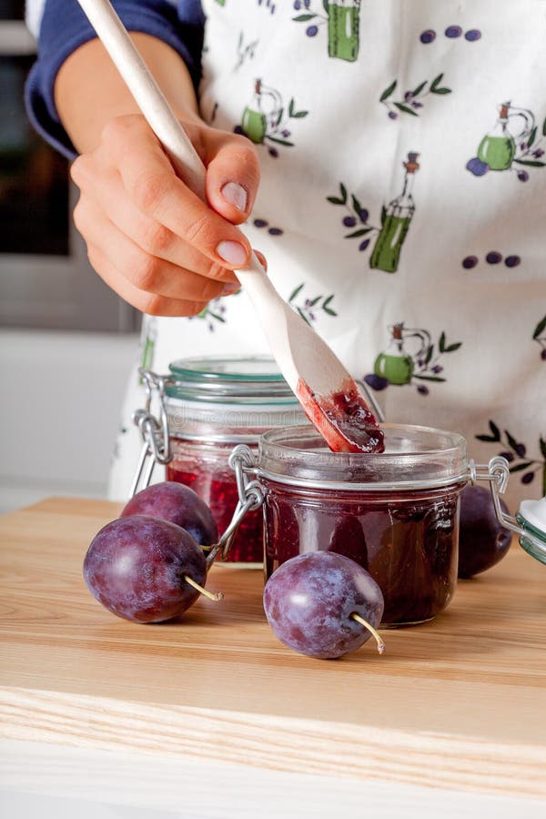 Woman Preparing Home-made Preserves Stock Image - Image of organic ...