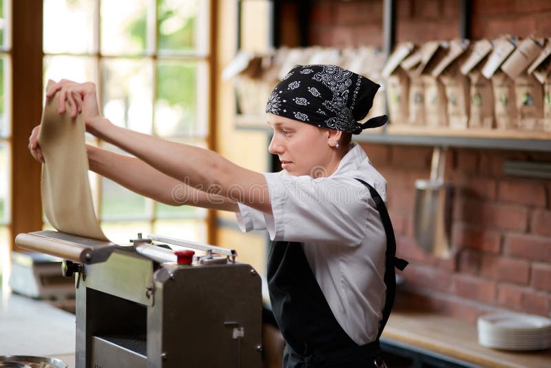 Woman Preparing Knead for Pasta Stock Image - Image of cook, fresh ...