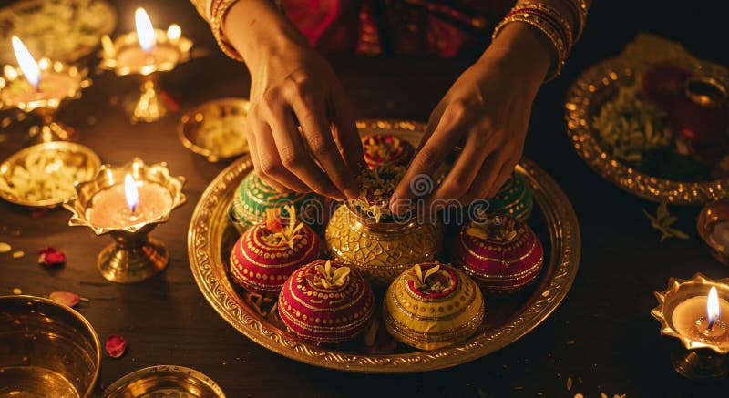Woman Preparing Sweets and Decor for Vishu Celebration. Happy Vishu ...