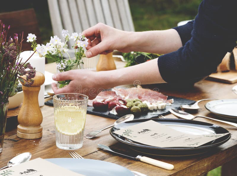 Woman Preparing Table Dinner Concept Stock Image - Image of advance ...