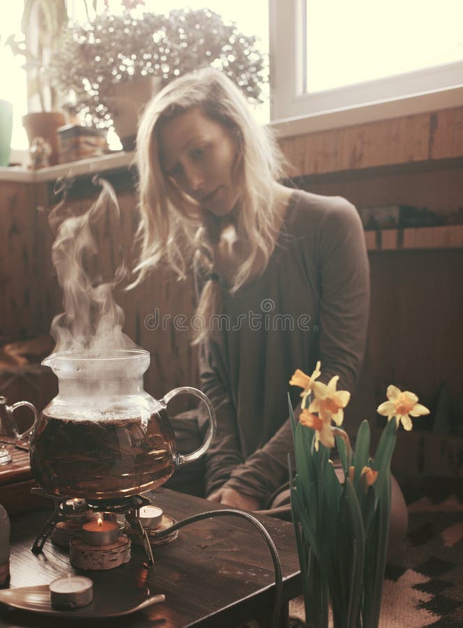 Woman Preparing for Tea Ceremony Stock Photo - Image of concepts, brown ...