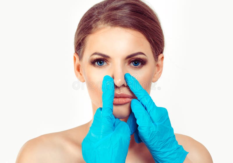 Woman is Preparing To Do Nose Surgery, White Background Stock Image ...