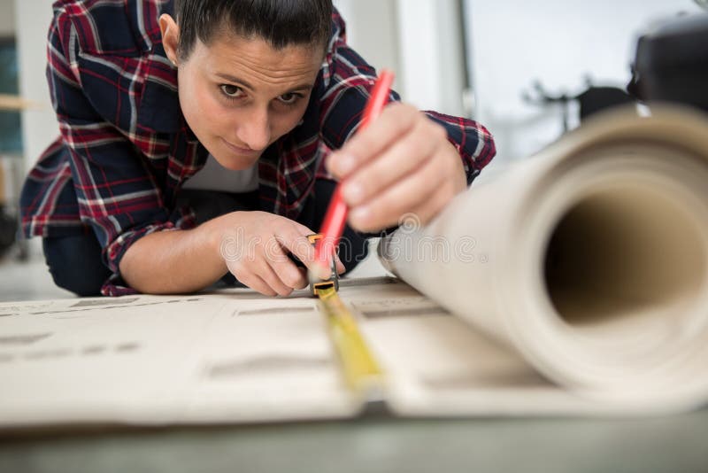 Woman Preparing for Wallpaper Work Stock Image - Image of renovation ...