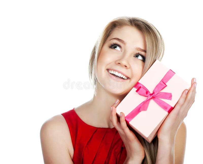 Woman with a present stock image. Image of joyous, greetings - 18367717
