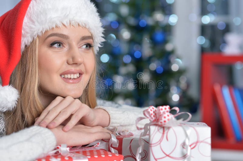Woman with present boxes stock photo. Image of adult - 103298328