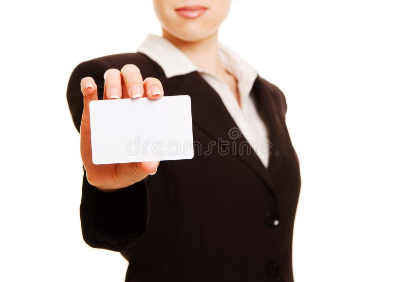 Woman Presenting Business Card Stock Image - Image of business ...