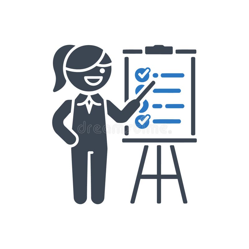 Woman Presenting Checklist Icon Stock Vector - Illustration of icon ...